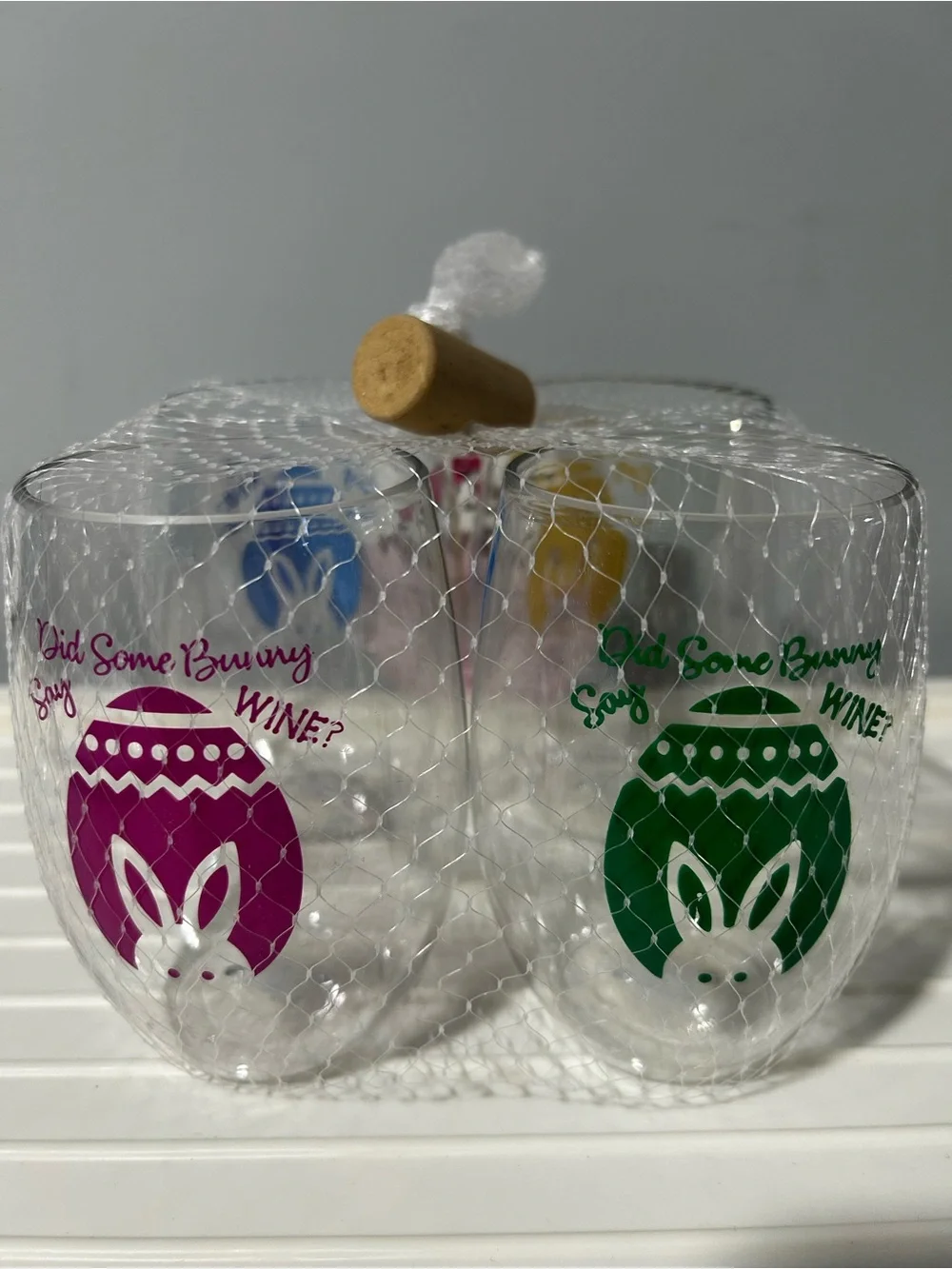 Dining | Easter Bunny Shatterproof Plastic Stemless Wine Glasses Set Of ...
